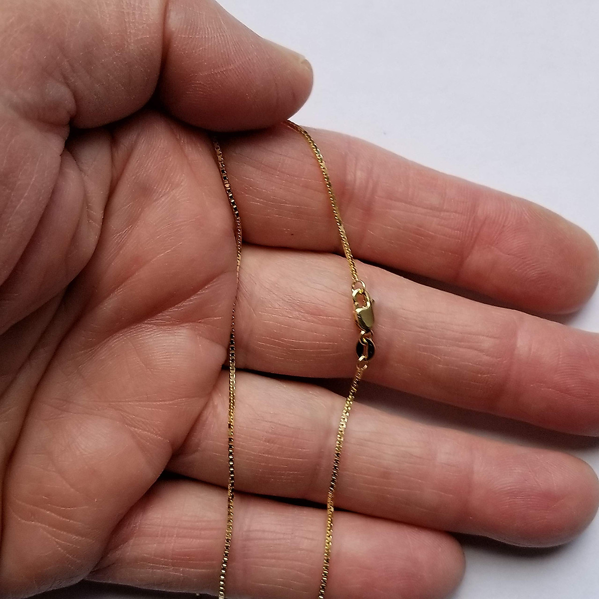 JewelStop 10k Solid Yellow Gold 1 mm Box Chain Necklace, Lobster Claw Clasp - 20 Inches, 3gr.