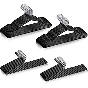 60 Pieces Metal Clothes Hangers Pants Hangers Non Slip Heavy Duty Hangers Open Ended Rubber Metal Jeans Hangers for Clothes Pants Trouser Slacks Jeans Blanket