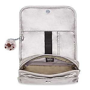 Kipling Womens Women's Daisee Pouch, Medium Bag, Zip Compartment, Nylon Travel Pouch, Smooth Silver Metallic, 8 L x 4.25 H 4 D US