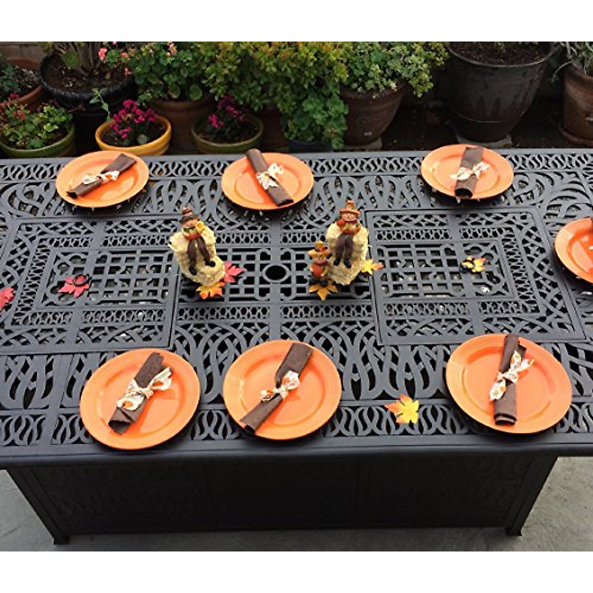 Outdoor Fire Pit Bar Height Double Burner Table Elisabeth Cast Aluminum Patio Furniture