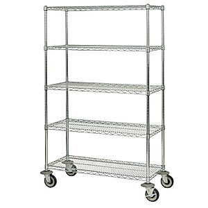Omega Precision - 14" Deep x 24" Wide x 60" High Chrome Wire 800lb Capacity 5 Shelf Truck Qty(5) 14" Deep x 24" Wide Chrome Wire Shelves Qty(4) 54" High Posts Qty(4) 5" Rubber Casters (2 w/Brake)