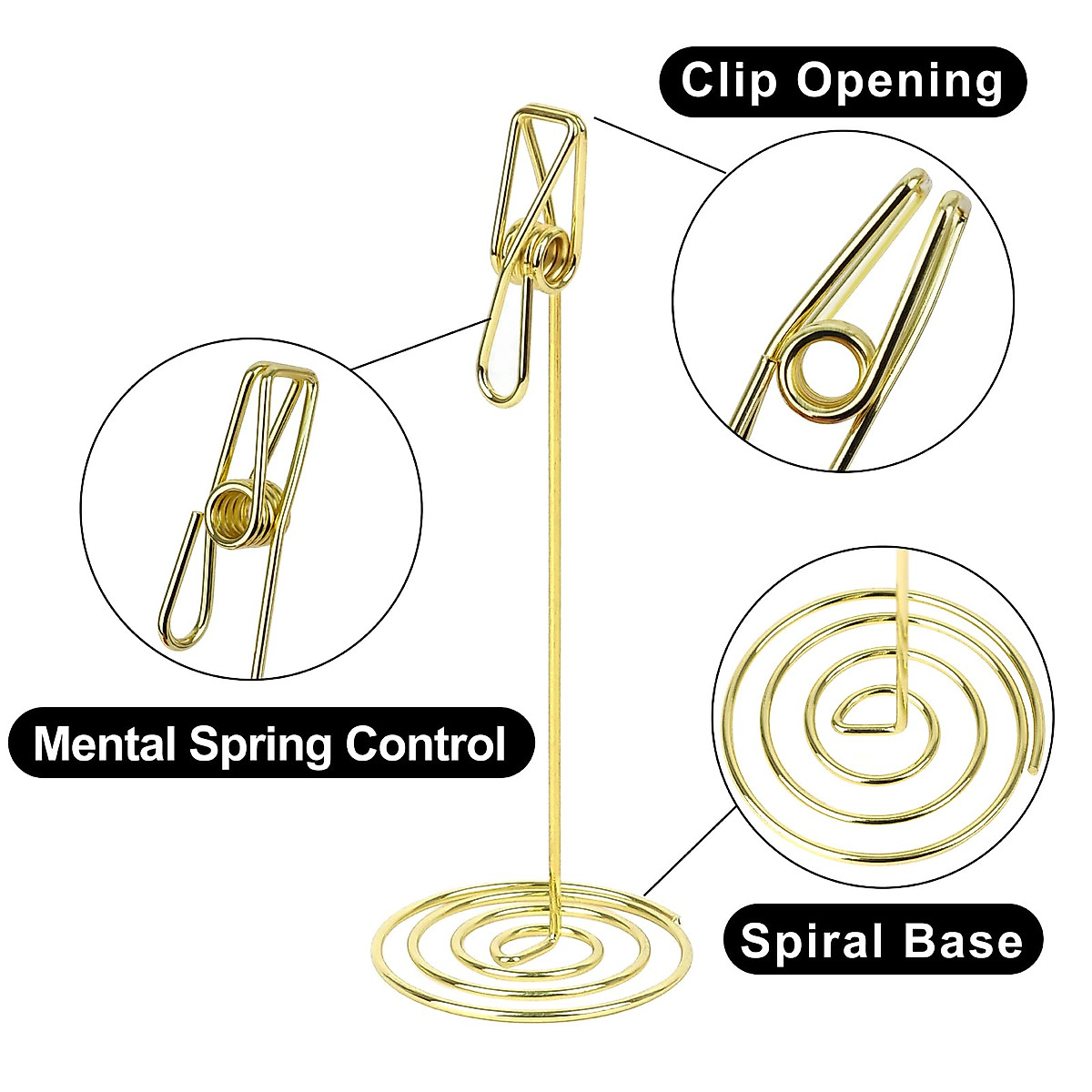 Muka 10pcs Place Card Holders, 6 Inch Fish-Shape Spring Steel Wire Clamp Photo Clips (Rose Gold)