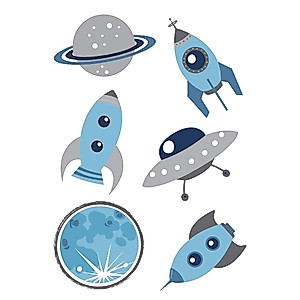 MISC Navy Kids Outer Space Comforter Set Full, Spaceship Bedding Galaxy Saturn Earth Planet Star Sun Rocket Stardust Spaceship Astronomy Themed Universe Outerspace Adventure Blue 4 Piece, Microfiber