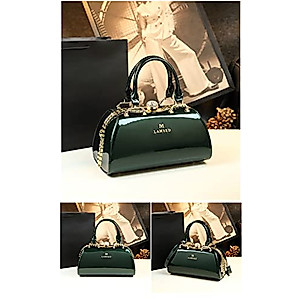 Shirt Luv Fashion Leather Women's Top Handle Satchel Crossbody Handbags Crystal Evening Bag Purses Hard Shoulder Bags (Green)