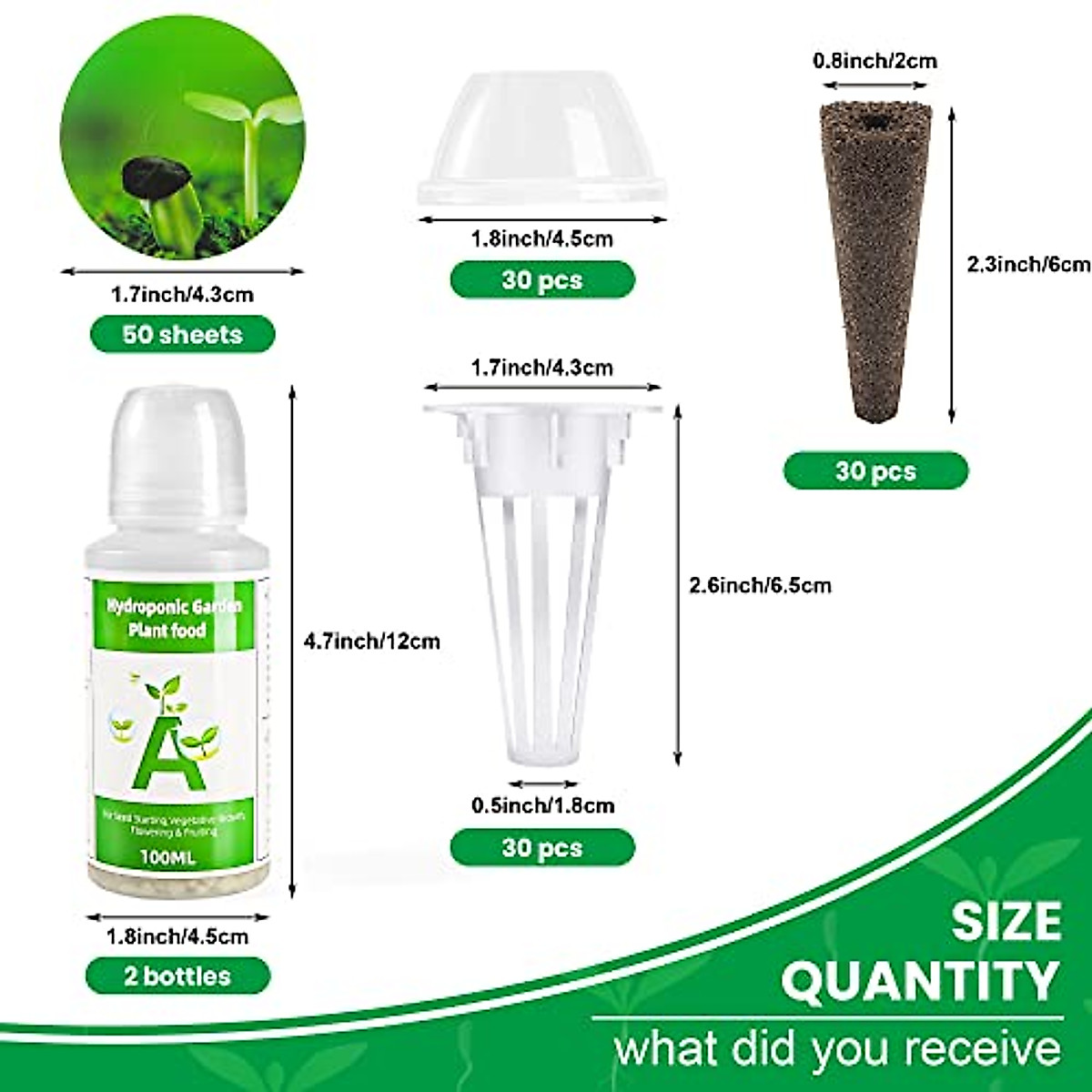 142 Pack Seed Pod Kit Compatible with AeroGarden, Hydroponics Garden Accessories for Growing System, Grow Anything Kit with 30 Grow Sponges, 30 Baskets, 50 Labels, 30 Domes, 2 Nutrient Plant Food