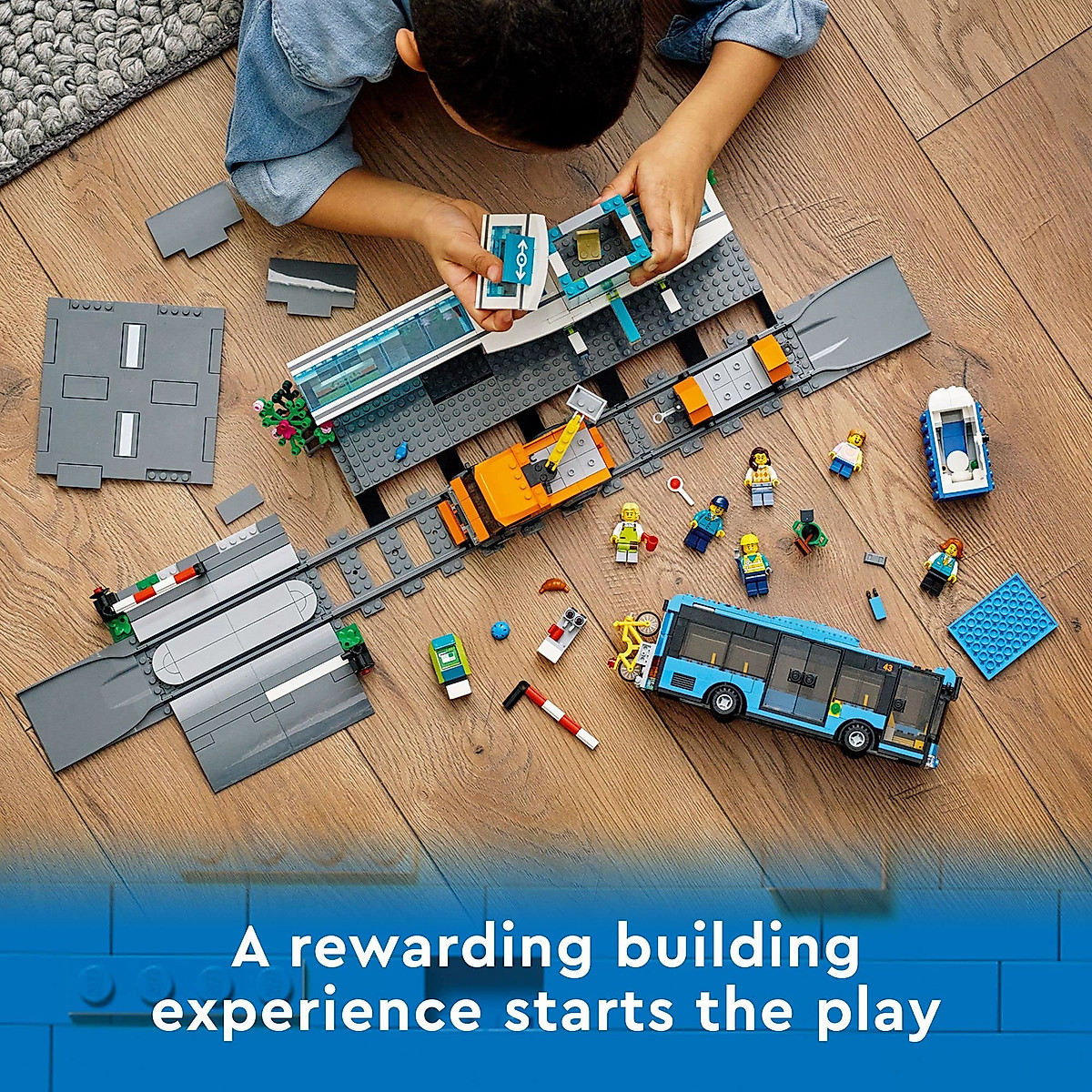 LEGO City Train Station Set 60335 with Bus, Rail Truck, and Tracks, Compatible with City Sets. Pretend Play Train Set for Kids Who Love Pretend Play