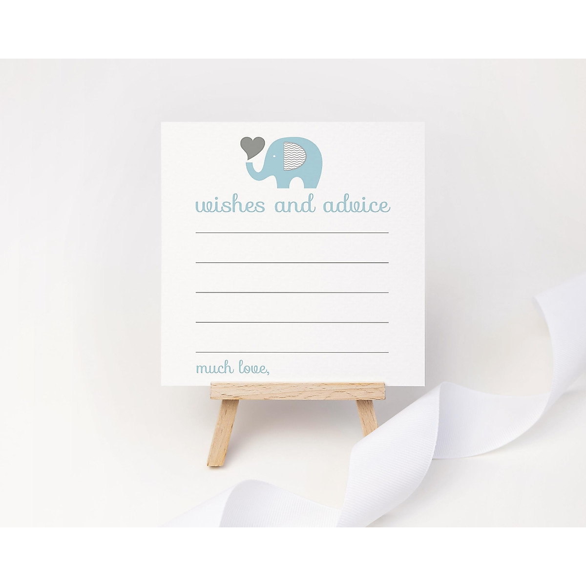 Blue Elephant Advice Cards, 25 Pack - Fun Baby Shower Game, Best Wishes Graduation Congratulations New Parents Advice Guest Book Alternative Birthday Time Capsule Cute Party Ideas