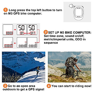 MEILAN M3 Mini GPS Bike Computer, Wireless Cycling Computer Bike Odometer Bicycle Speedometer and Odometer Waterproof Bicycle Computer with LCD Backlight & Multi-Functions for Road Bike MTB