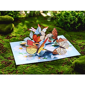 Liif Butterfly 3D Greeting Pop Up Thinking Of You Card, All Occasions, Sympathy, Just Because, Mothers Day, Birthday Card For Wife, Mom, Grandma | With Message Note & Envelop | Size 7" x 5"