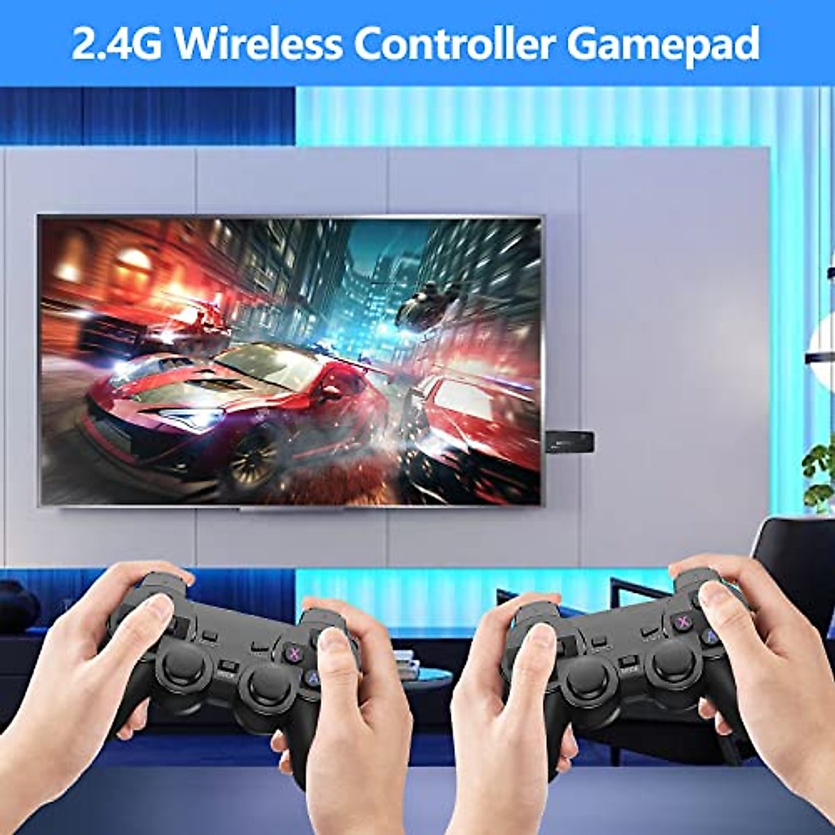 Nostalgia Stick Game,Wireless Retro Game Console, Dual 2.4G Wireless Controllers Gamepad 4K Game Stick,Plug and Play Video Game Consoles with bulit in 13000 +Games,Handheld Game Stick for Kids Adults