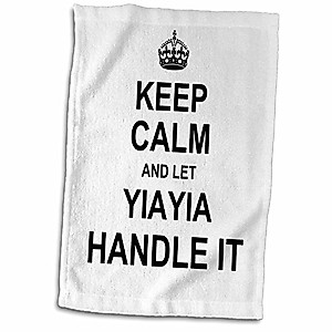 3D Rose Keep Calm and Let Yiayia Handle It Fun Funny Grandma YIA Gift Hand Towel, 15" x 22"