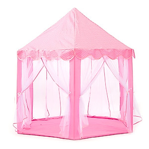 WillingHeart Princess Castle Play Tent for Girls Kids Pink Large Indoor Outdoor Dress Up Pretend Fort Playhouse Children Toddler Fairy Playroom Child Game Party Dream House Camping to Birthday Gift