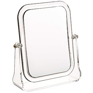 WENKO Foldable Make Up Mirror, Hand Mirror, Magnifying Mirror for Cosmetic Use, Stand Mirror, Mirror with Stand Acrylic, Transparent, 7.1 x 8.3 x 2.2 in