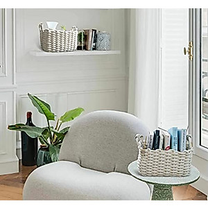 ART pinecone 2 Pack nursery basket set, Cotton Rope Foldable Baskets, Hand Woven cube Storage bins for Jewelry, Remote, Fruits, cute soft fabric basket, Shelf storage basket(Off-White)