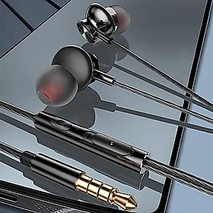 ApexOne Wired Metal in-Ear Earbuds Headphones with MIC &Volume Control and Pocket Case, Crystal Clear Sound Bass Stereo Noise Isolating Earphones (Earbuds, Black Case and 2 Small Tips Included)