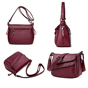 SYYHOME Crossbody Purses for Women PU Leather Hobo Shoulder Bags Travel Purses and Handbags Medium Pocketbooks (Navy Blue)