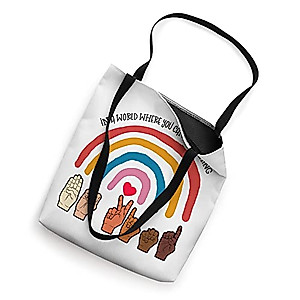 Matching Orange Unity Day Rainbow Be Kind ASL Anti Bullying Tote Bag