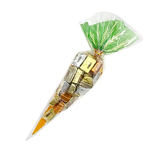 50pcs Carrot Shaped Candy Bags Creative Cone Cellophane Bags Easter Triangle Gift Bags with Twist Ties Translucent Gift Storage Packaging Bag for Holiday Birthday Baby Shower Wedding Party Decor