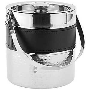 Godinger 9 Piece Leather Barware Set, Black