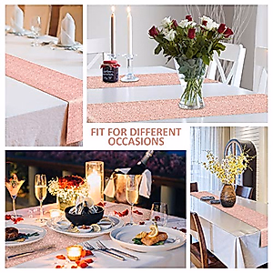 Syntus Sequin Table Runner Rose Golden, 2 Pack 12 x 72 inch Glitter Rose Gold Table Runner Rectangle for Graduation Party Supplies Decorations Wedding, Birthday & Baby Shower