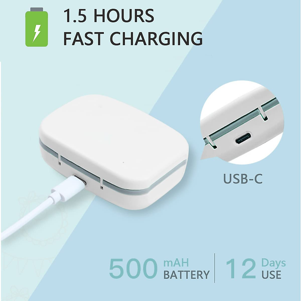 EVEMANT Portable Toothbrush Case Rechargeable Toothbrush Case for Houshold and Business Trip or Traveling (White)