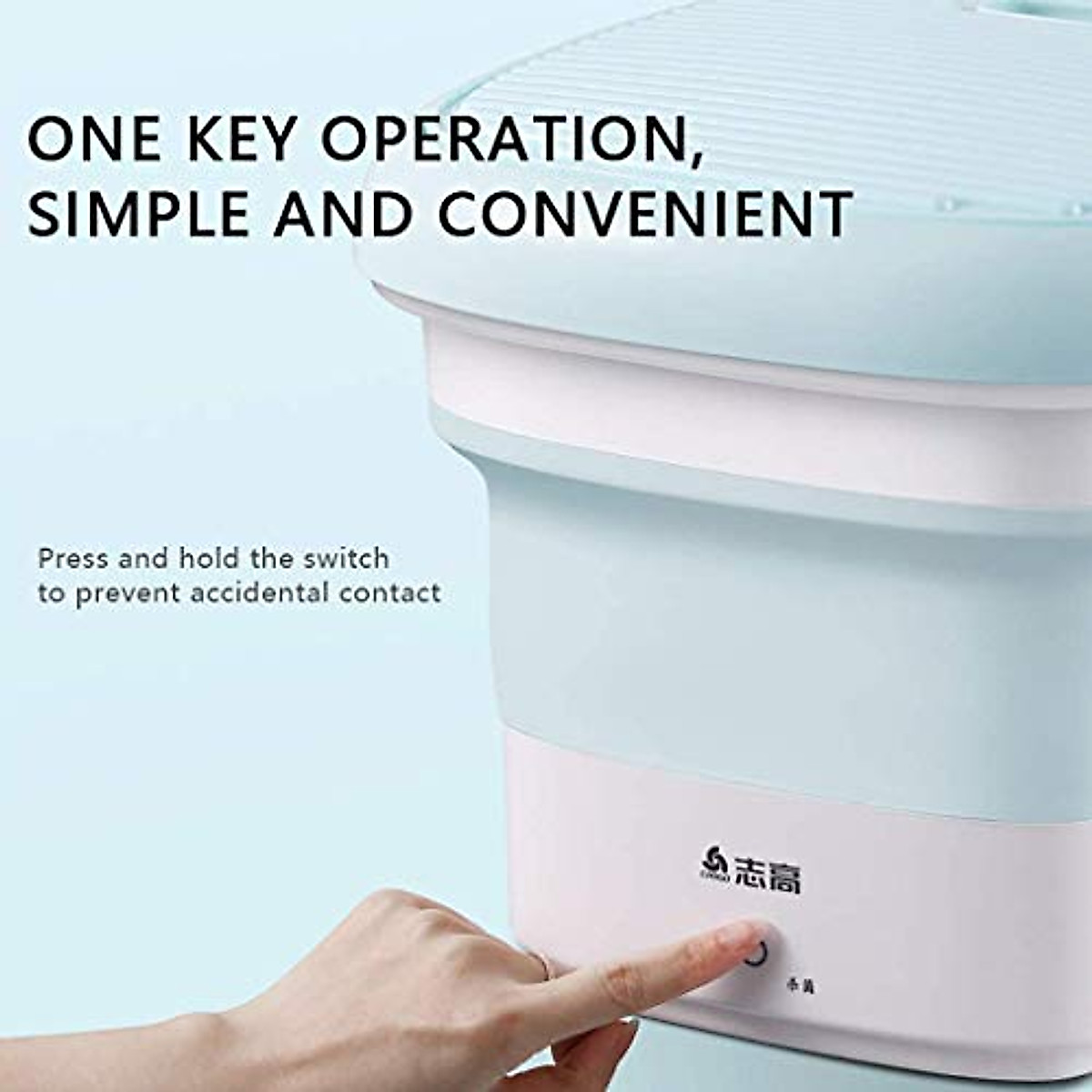 Zvivi Portable Washing Machine, Folding Fully Semi-Auto Laundry Machine, Turbine Washer, USB Cable, Low Noise, Mini Washing Machine for Camping, Dorms, Apartments,Business Trips,Blue