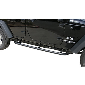 Rampage SRS Side Bar Retractable Rockguard Steps | Pair, Steel, Textured Black | 88732 | Fits 2007 - 2018 Jeep Wrangler JK 4-Door