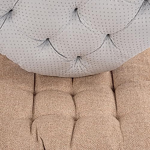 POMIU Outdoor Chair Cushions for Patio and Garden Furniture, Chair Pads Set Premium Comfortable Thick Fiber Fill Tufted Seat Floor Cover (2 Pack, 19" x 19", Khaki)