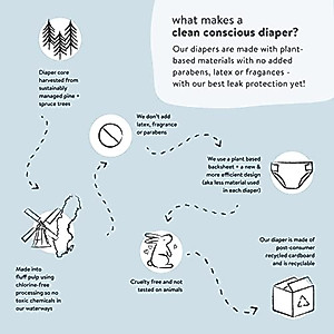 The Honest Company Clean Conscious Diapers | Plant-Based, Sustainable | Dots & Dashes + Multi-Colored Giraffes | Super Club Box, Size 1 (8-14 lbs), 160 Count