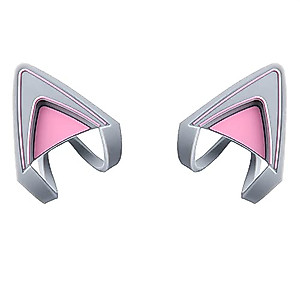 HUYUN Silicone Headsets Cat Kitty Ears Lovely Attachable Accessory Perfect Compatible for SteelSeries Arctis 5, Bose NC700 QC35 Silver Gray White Mercury Headphones