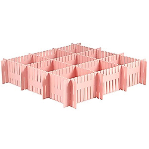 MUKCHAP 72 Pieces DIY Plastic Grid Drawer Organizer, 12.6 Inch Plastic Grid Drawer Dividers, Plastic Adjustable Drawer Dividers Organizer for Sock, Underwear, Scarf, 36 White, 36 Pink