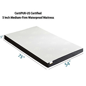 Generic 5 Inch,Memory Foam Mattress,Full Size,Medium-Firm Waterproof Cover,Bed Mattress in a Box for Kids Adult CertiPUR-US Certified, White