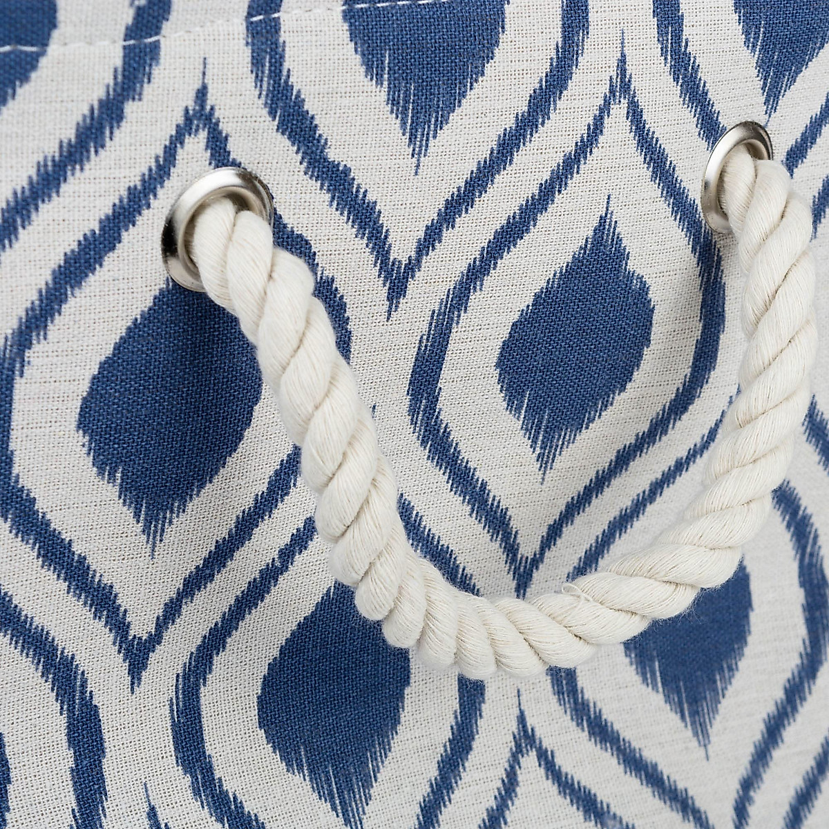 DII Polyester Container with Handles, Ikat Storage Bin, Large Round, Barn Red