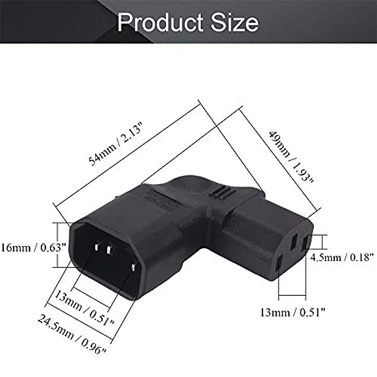 Fielect IEC320 Male C14 to Female C13 Power Socket Adapter AC110-250V 16A C14 to C13 Plug Adapter, 1Pcs WA-0143