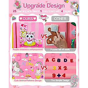 Exorany Busy Board Montessori Toys for 1 2 3 4 Year Old Girls & Boys Birthday Gifts, Sensory Toys for Toddlers 1-3, Educational Travel Toys, Preschool Activities for Learning Fine Motor Skills