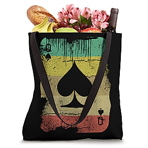 Retro Poker Texas Hold'Em Queen Of Spades - Vintage Poker Tote Bag