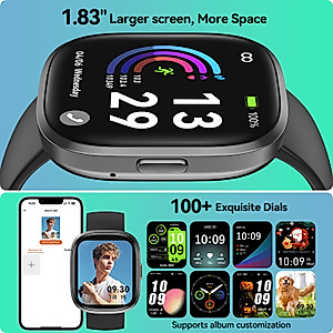 anyloop Smart Watch(Answer/Make Call), 1.83'' HD Smart watches for Men Women, IP68 Waterproof Fitness Tracker with Heart Rate Blood Oxygen Sleep Monitor Step Calorie Counter Pedometer for Android iOS