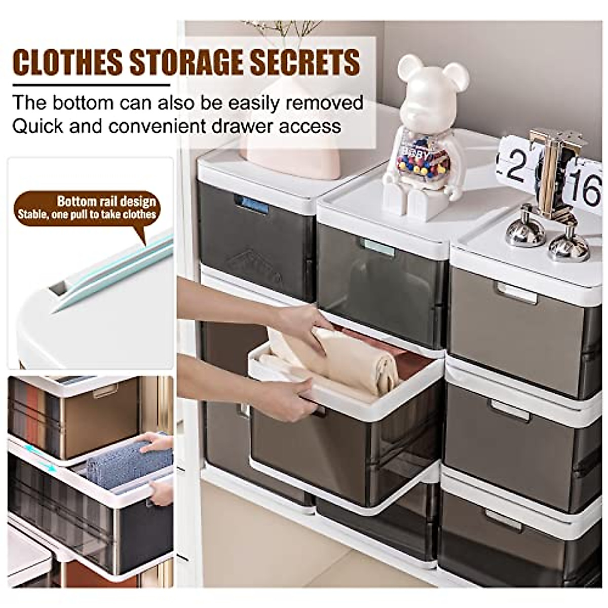 3 Pack Stackable Plastic Storage Bins with lid