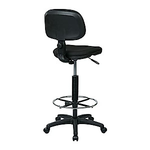 Office Star DC Series Adjustable Drafting Chair with Foot Ring and Sculptured Foam Seat, Icon Black Fabric