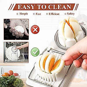 Egg Slicer for Hard Boiled Eggs, Kitchen Egg Cutter Wire Egg Cutter Heavy Duty Egg Cutter Dishwasher Safe, 2 in 1 Stainless Steel Egg Slicer Cutter for Strawberries, Kiwis, Sausage