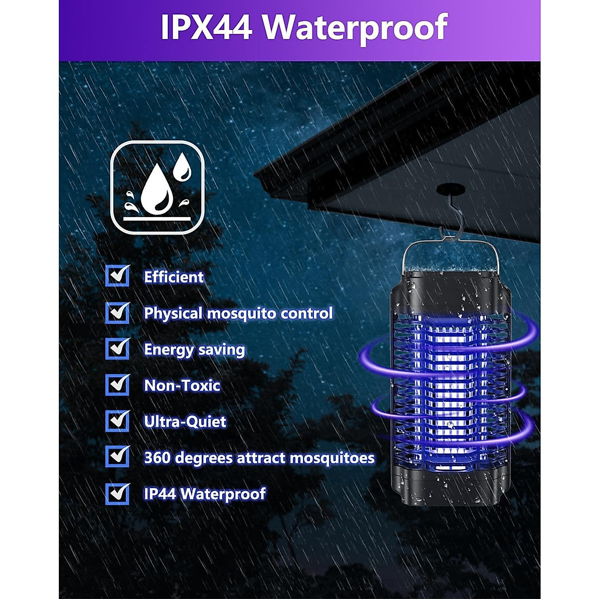 topwowe Bug Zapper Outdoor, Electric Mosquito Insect Killer Fly Zapper Mosquito Zapper for Backyard, Home, Garden, Patio, Camping, Black