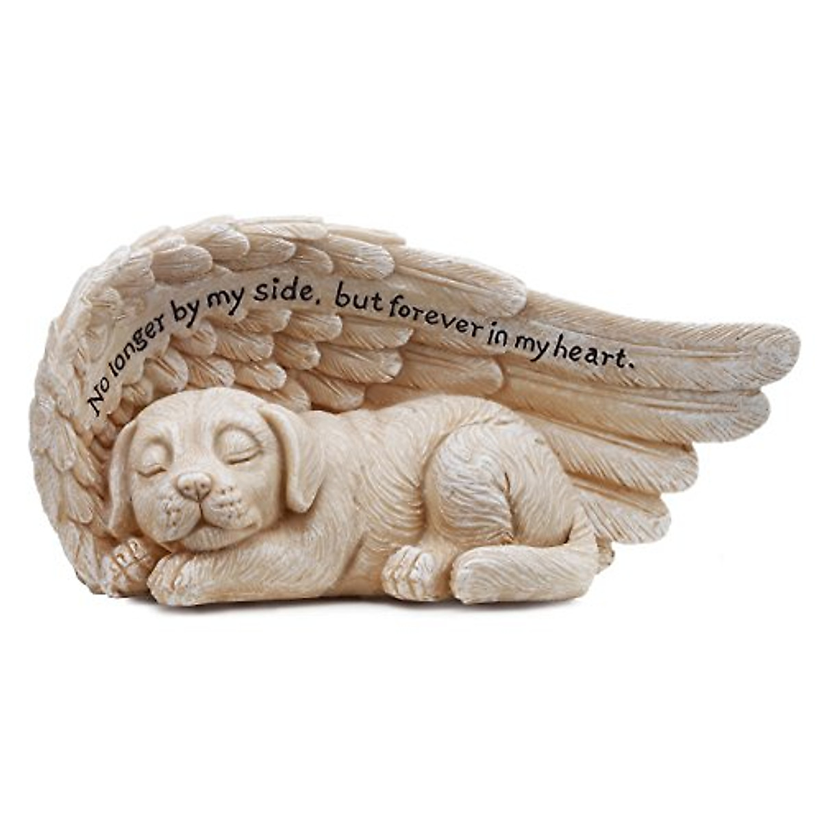 Napco 11146 Small Sleeping Dog in Angel's Wing Garden Statue with Inscription, 8 x 4