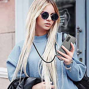 kwmobile Crossbody Case Compatible with Samsung Galaxy S20 Case - Clear TPU Phone Cover w/Lanyard Cord Strap - Black/Transparent