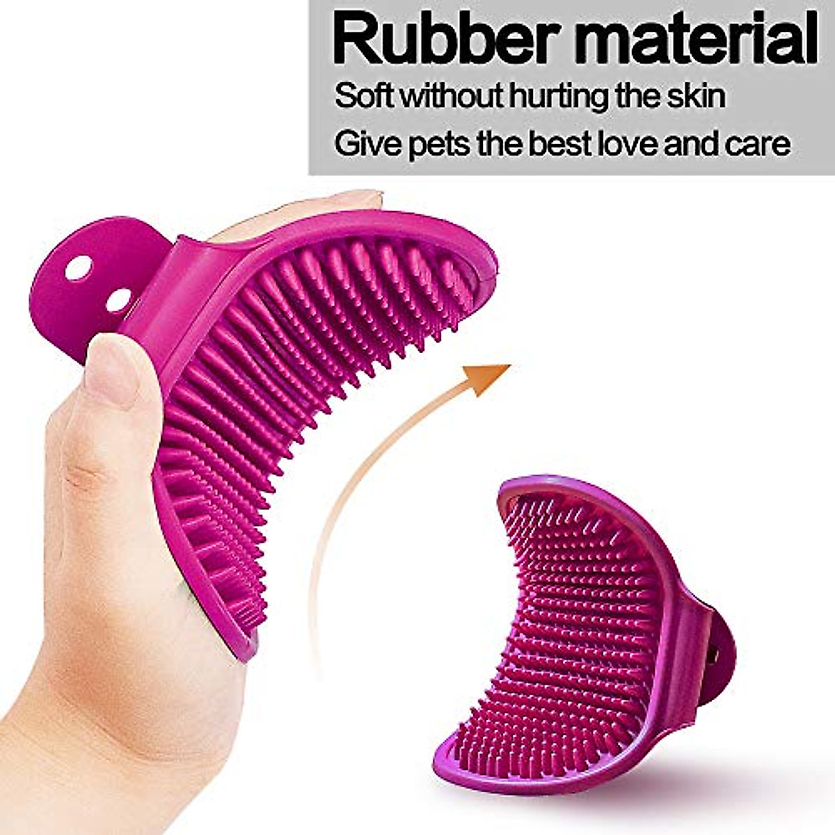 Dog Bath Brush, Aoche Pet Bath Comb Brush Soothing Massage Rubber Comb 2pcs with Adjustable Ring Handle for Long Short Haired Dogs and Cats (blue+rose)