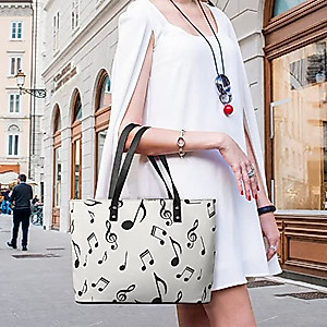 Womens Handbag Musical Notes Patterns Leather Tote Bag Top Handle Satchel Bags For Lady