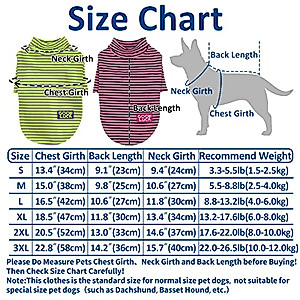MESHEEN 2 Pack Dog Shirt for Small Dogs Made of Soft Breathable Pure Cotton Stretch Fabric Keep Your Pet Comfortable, Dog Clothes Use High Neck Mid Sleeve Fashion Stripe Design