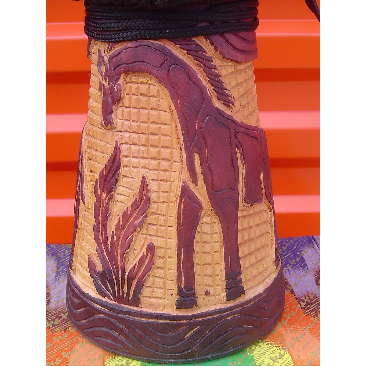 20" Tall Giraffe (M20) Deep Carved Djembe Bongo Drum with Free Cover