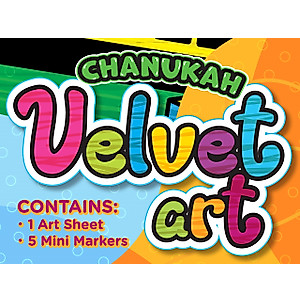 Izzy 'n' Dizzy Chanukah Velvet Art Kit - Includes 5 Markers, 1 Velvet Poster - 7" x 6"- Hanukkah Arts and Crafts - Gifts and Games