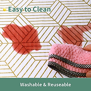 Shelf Liners for Kitchen Cabinets 12in x 20FT, Non Adhesive Cabinet Liner Strong Non-Slip Thickened Gold Geometric Drawer Liner, Easy to Clean for Shelf, Cabinet with Knife and Tape Measure