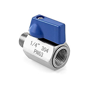 QWORK 2 Pack 1/4" NPT Female and Male Thread Mini Ball Valve 304 Stainless Steel Shut-Off Valve
